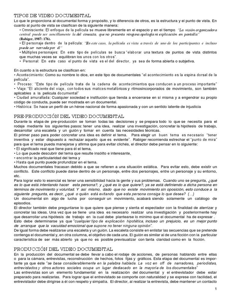 Tipos de Video Documental-Miercoles 7 | PDF | Documental | Conflicto (proceso)
