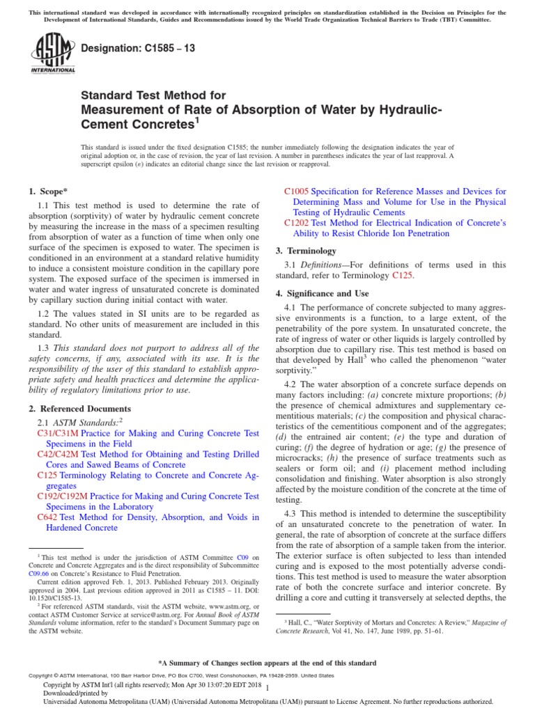 Astm C1585 | PDF | Correlation And Dependence | Concrete