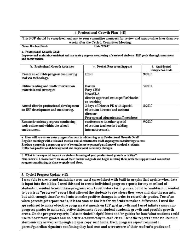 Professional Growth Plan | PDF | Individualized Education Program ...
