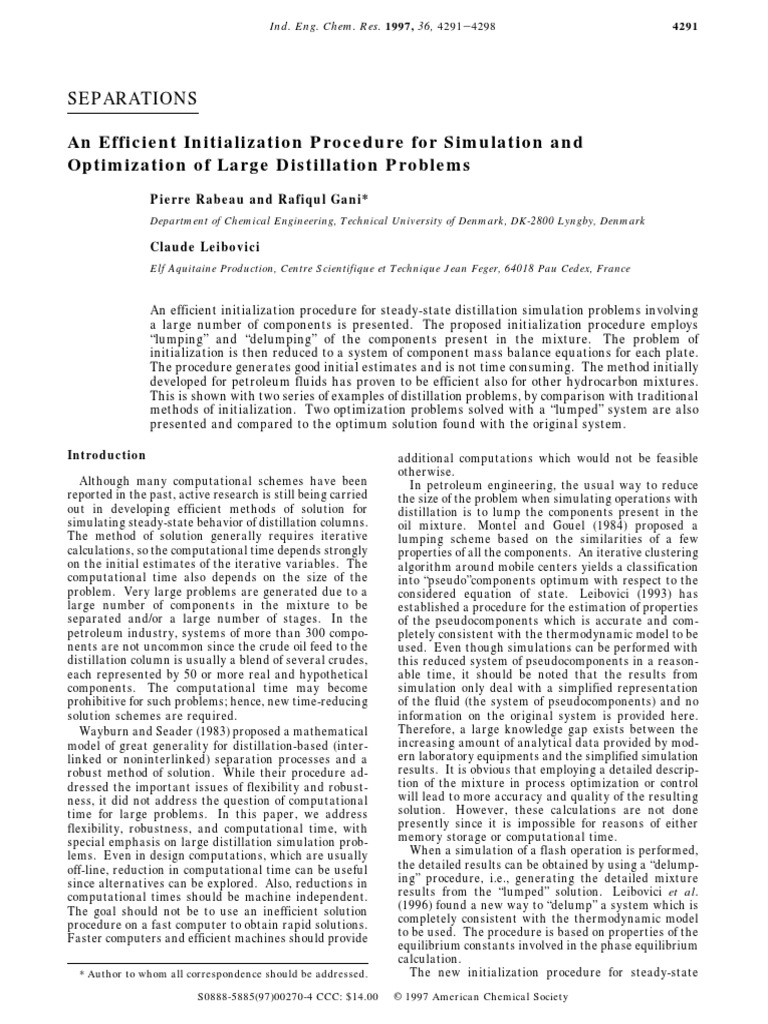 Lumping and Delumping Procedure PDF | PDF | Distillation | Mathematical Optimization