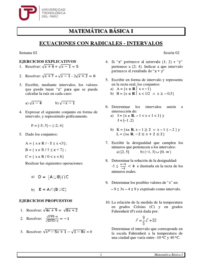 MB1 (S) Semana 02 Sesi N 02 Intervalos PDF | PDF | Intervalo (Matemáticas) | Celsius