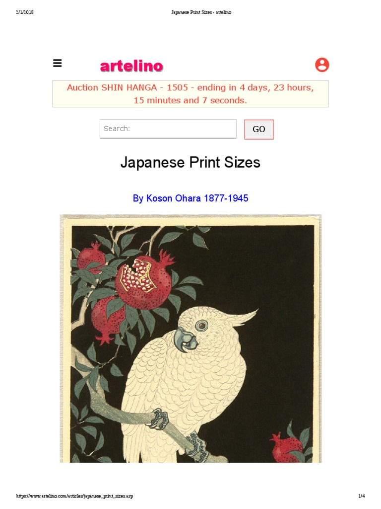 Japanese Print Sizes - Artelino | PDF