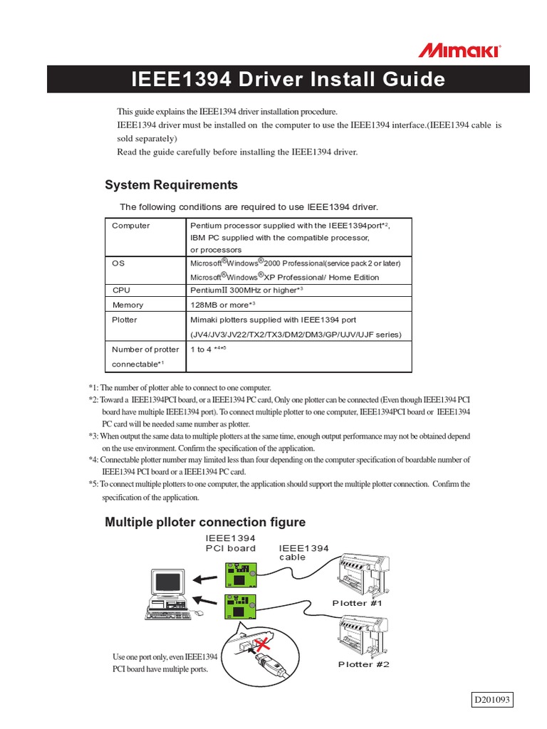 IEEE1394 Driver Install Guide: System Requirements | PDF | Personal ...