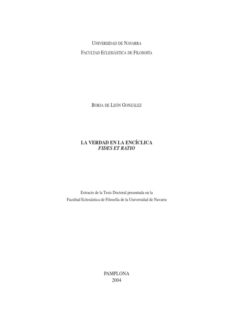Verdad en Fides et Ratio: Análisis Filosófico | PDF | Verdad ...