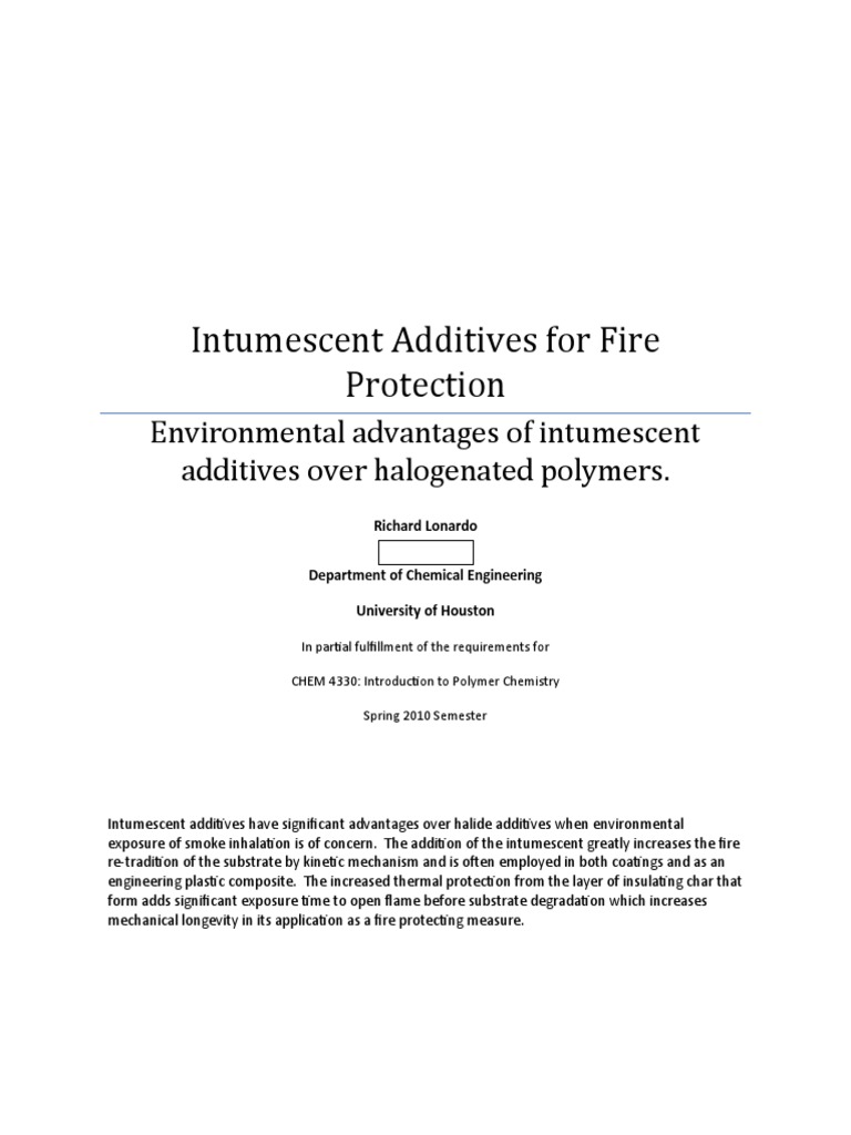 Intumescent Additives For Fire Protection: Environmental Advantages of ...