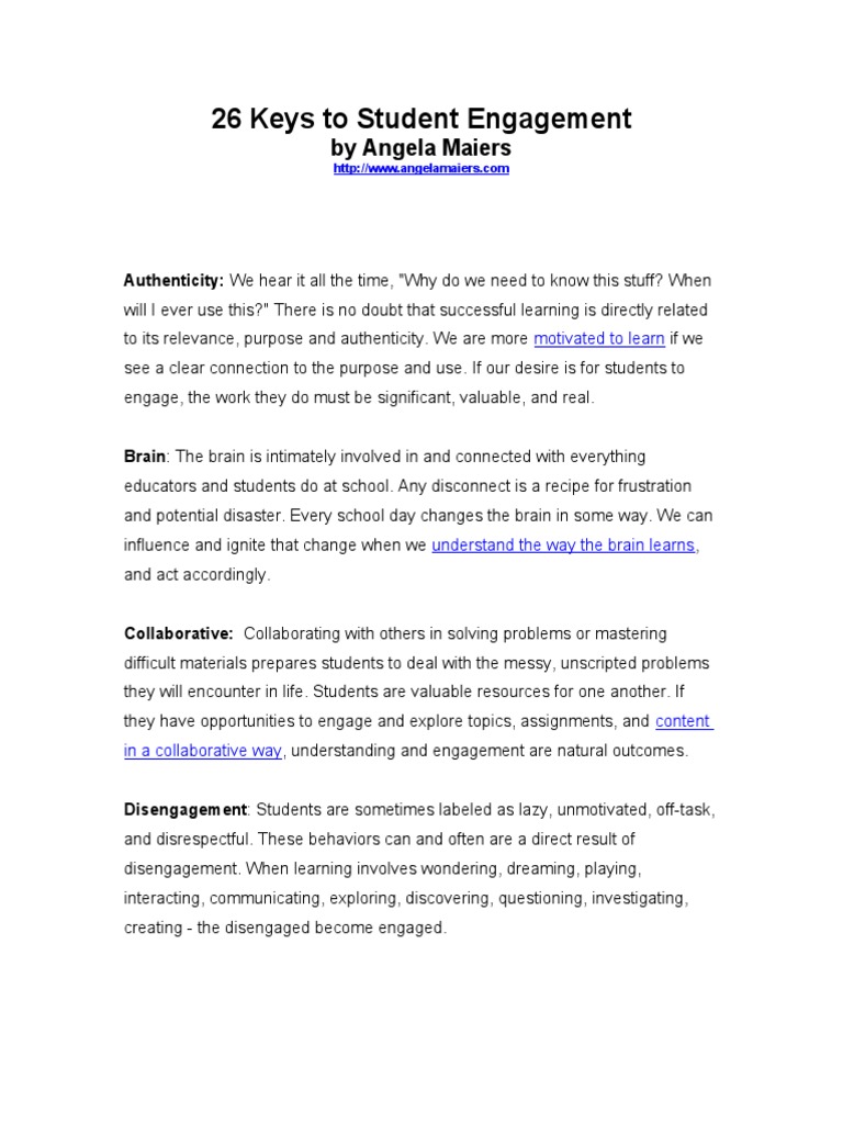 26 Keys to Boost Student Engagement | PDF | Learning | Motivational