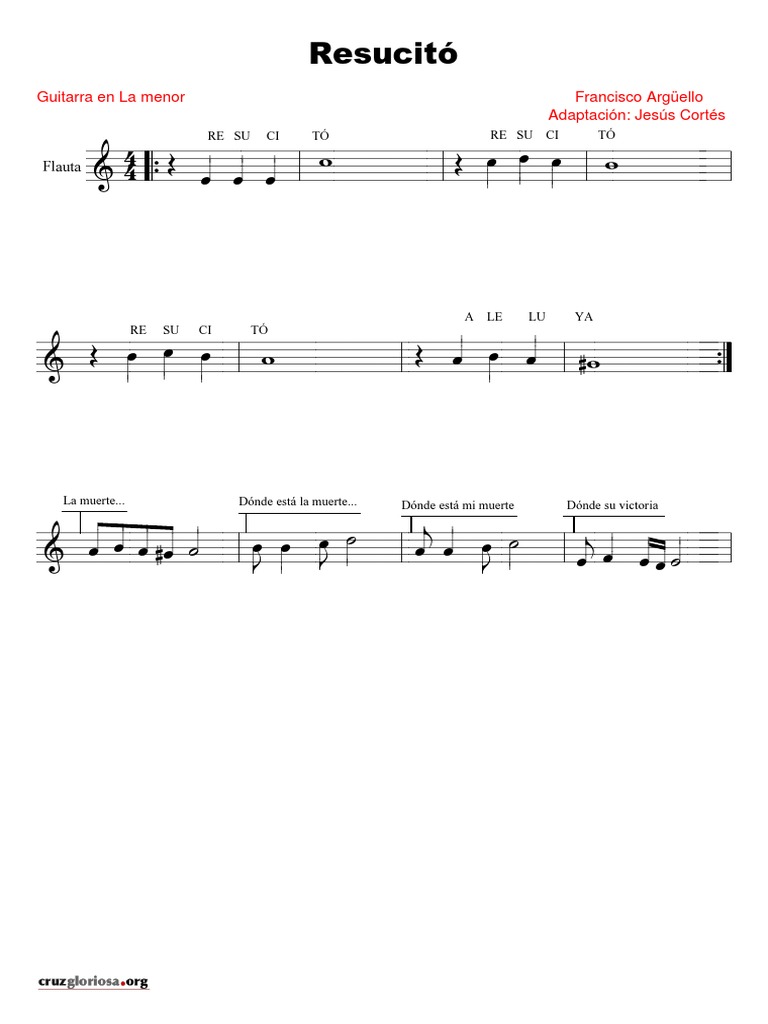 Resucito Partitura Flauta Lam | PDF