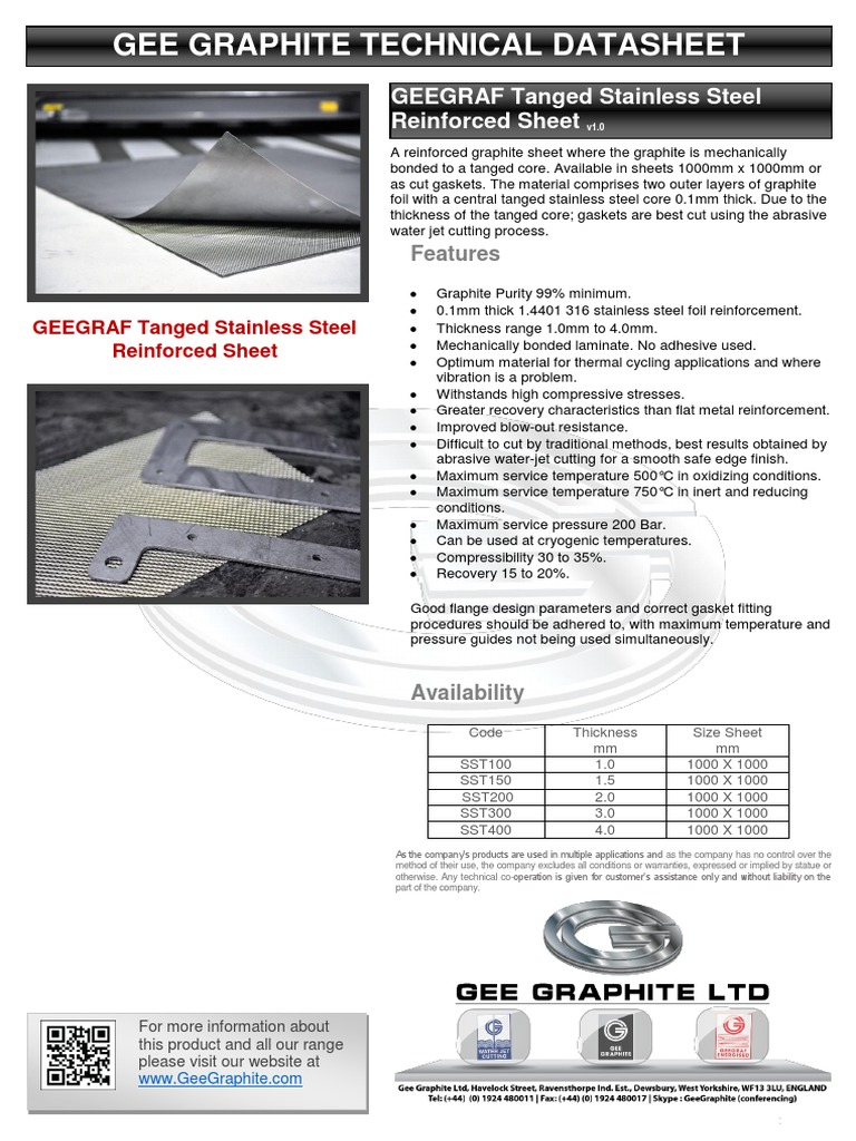 GEEGRAF Tanged Stainless Steel Reinforced Sheet: A Technical Datasheet ...