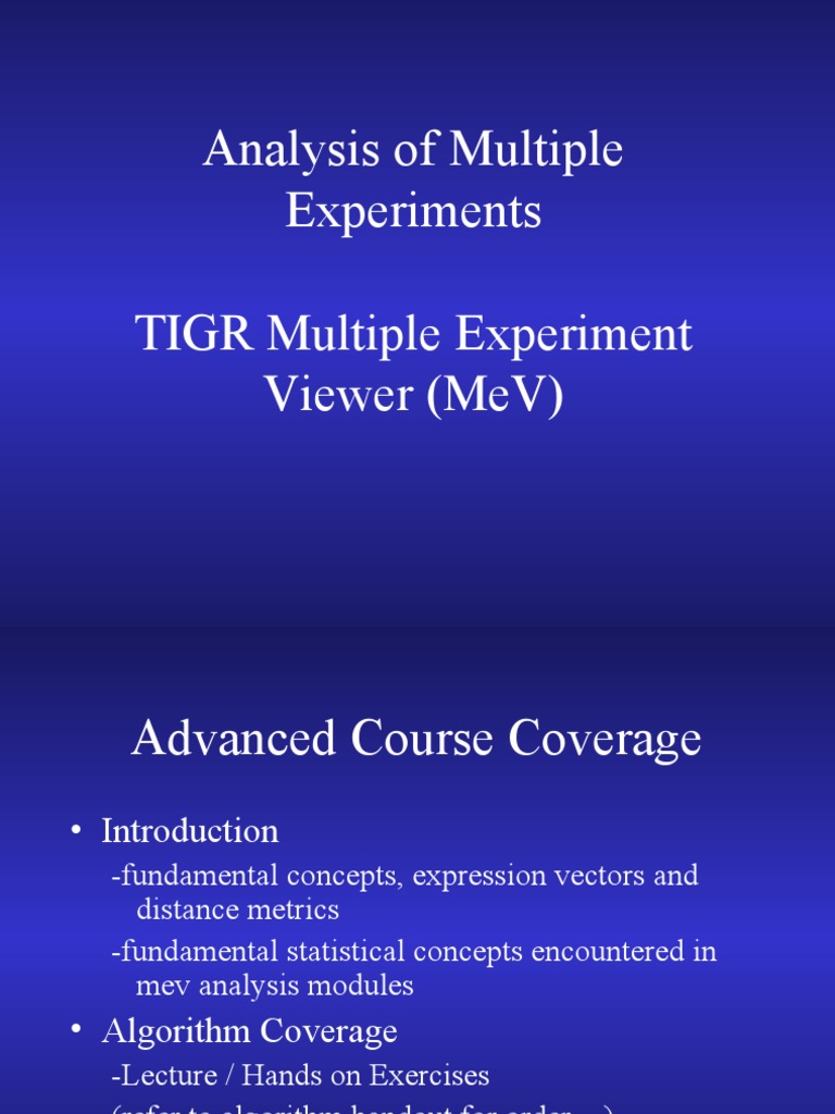 Analysis of Multiple Experiments Tigr Multiple Experiment Viewer (Mev) | PDF | P Value ...
