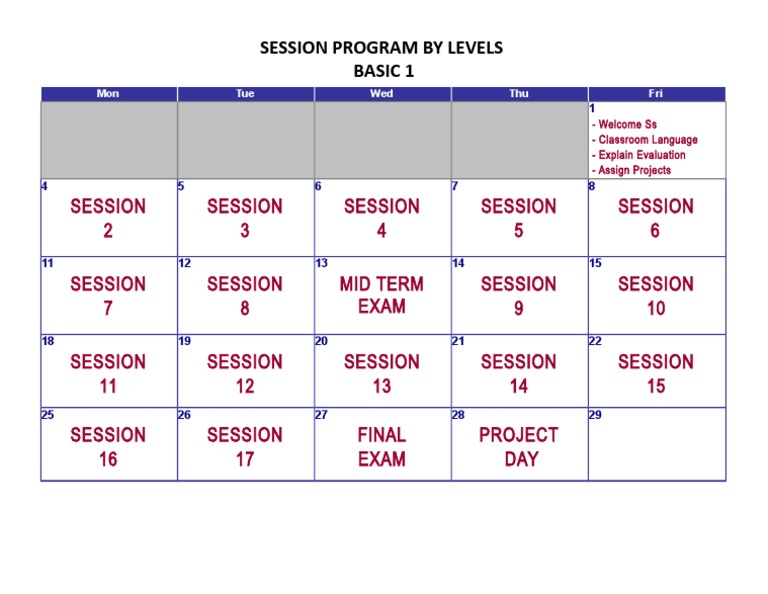 Basic Level 1 Session Program | PDF