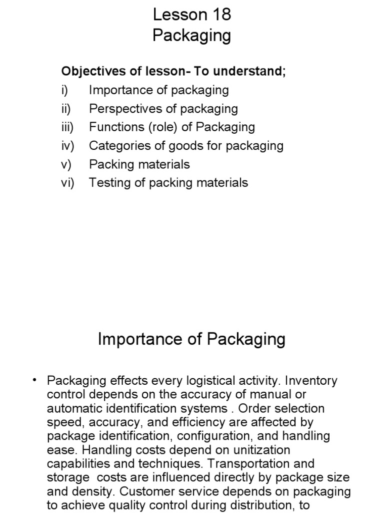 Lesson 18 - Packaging | PDF | Packaging And Labeling | Industrial Processes