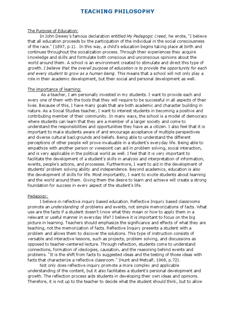 Philosophy | PDF | Teachers | Pedagogy