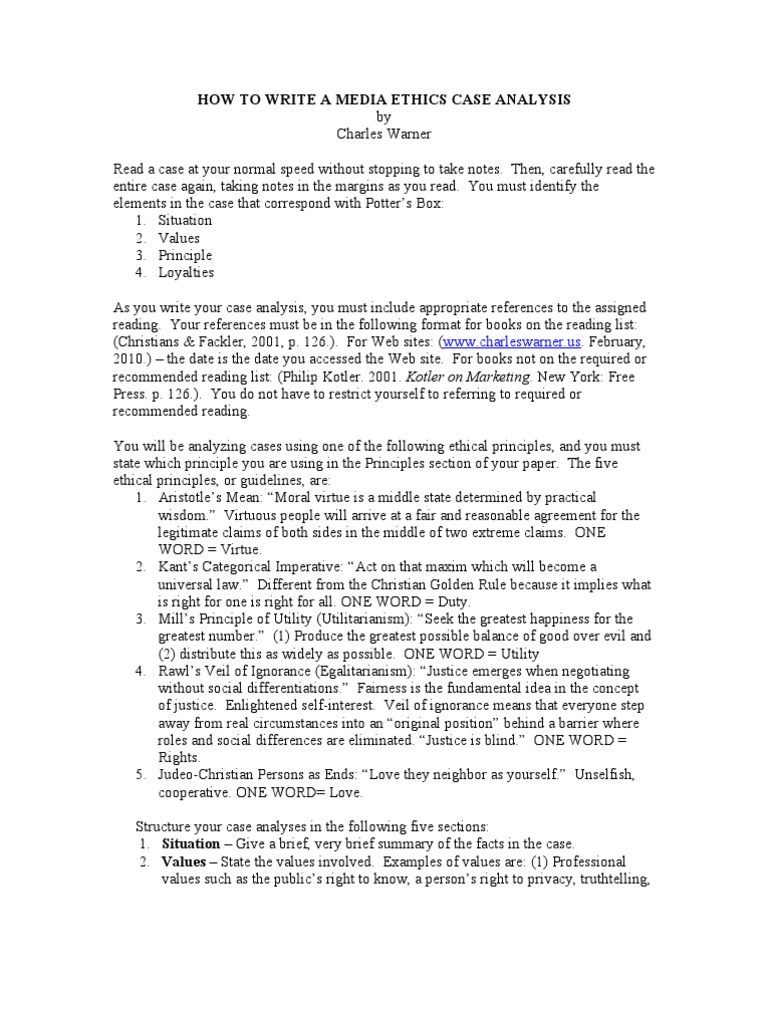 How To Write A Media Ethics Case Analysis | PDF | Virtue | Value (Ethics)