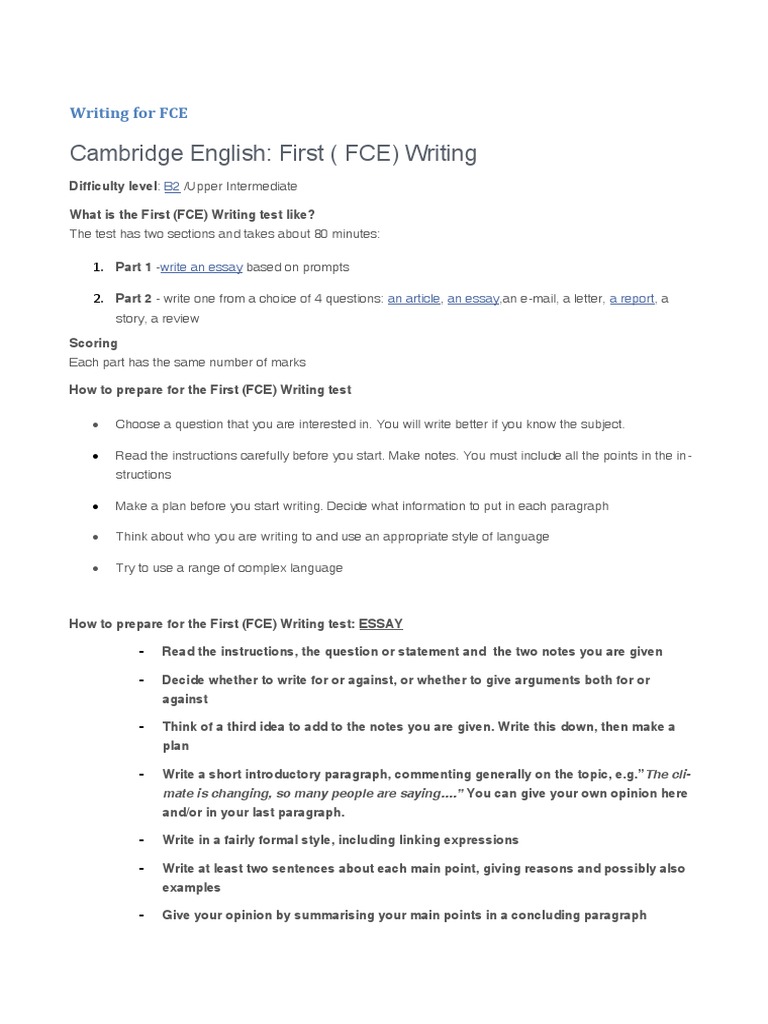 Fce Writing | PDF | Essays | Question