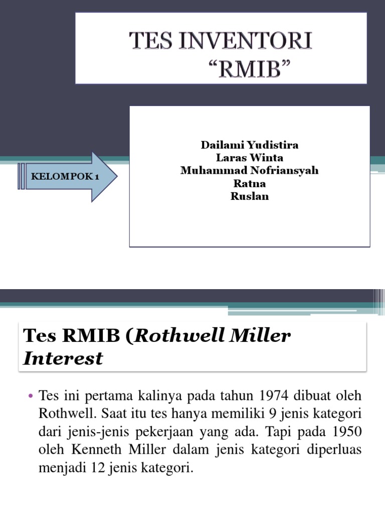 Panduan Tes RMIB dan Kategorinya | PDF | Metode & Bahan Ajar | Seni