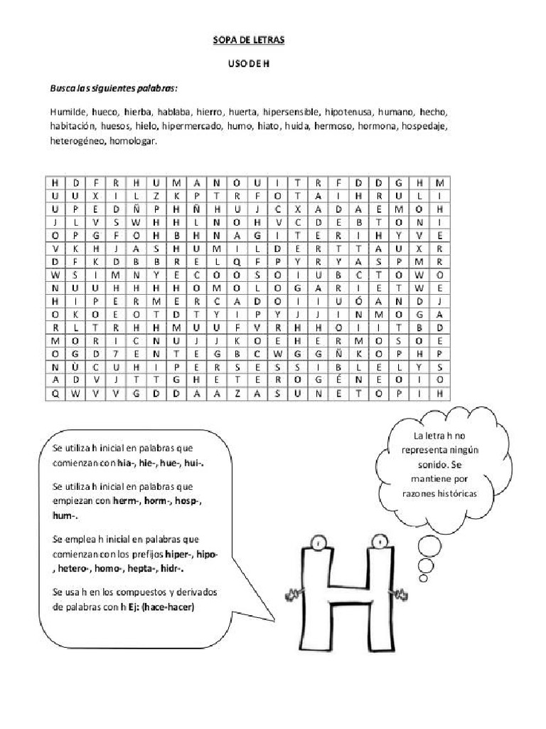 Sopa de Letras H | PDF