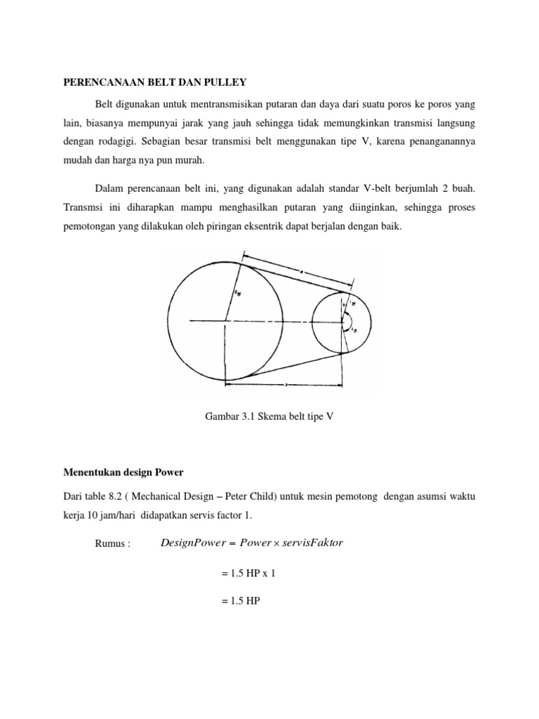 Perencanaan Belt Dan Pulley | PDF