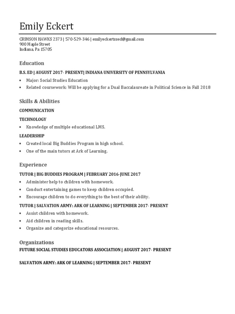 Emilys Resume 2 | PDF