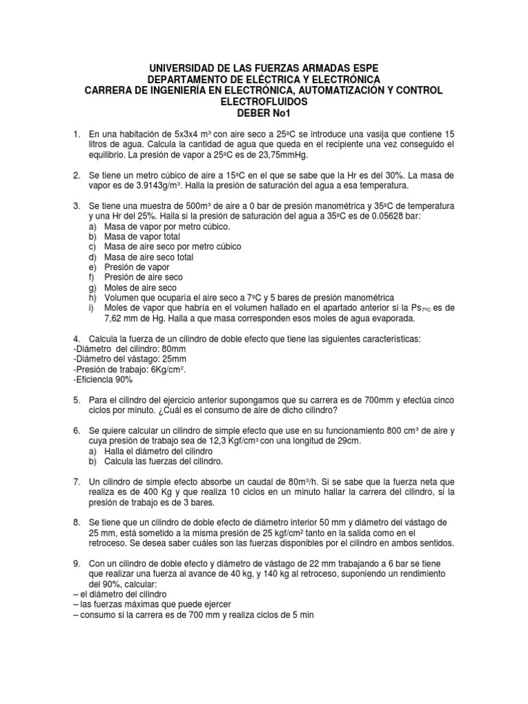 Problemas de Electrofluidos y Cilindros | PDF | Presión | Agua