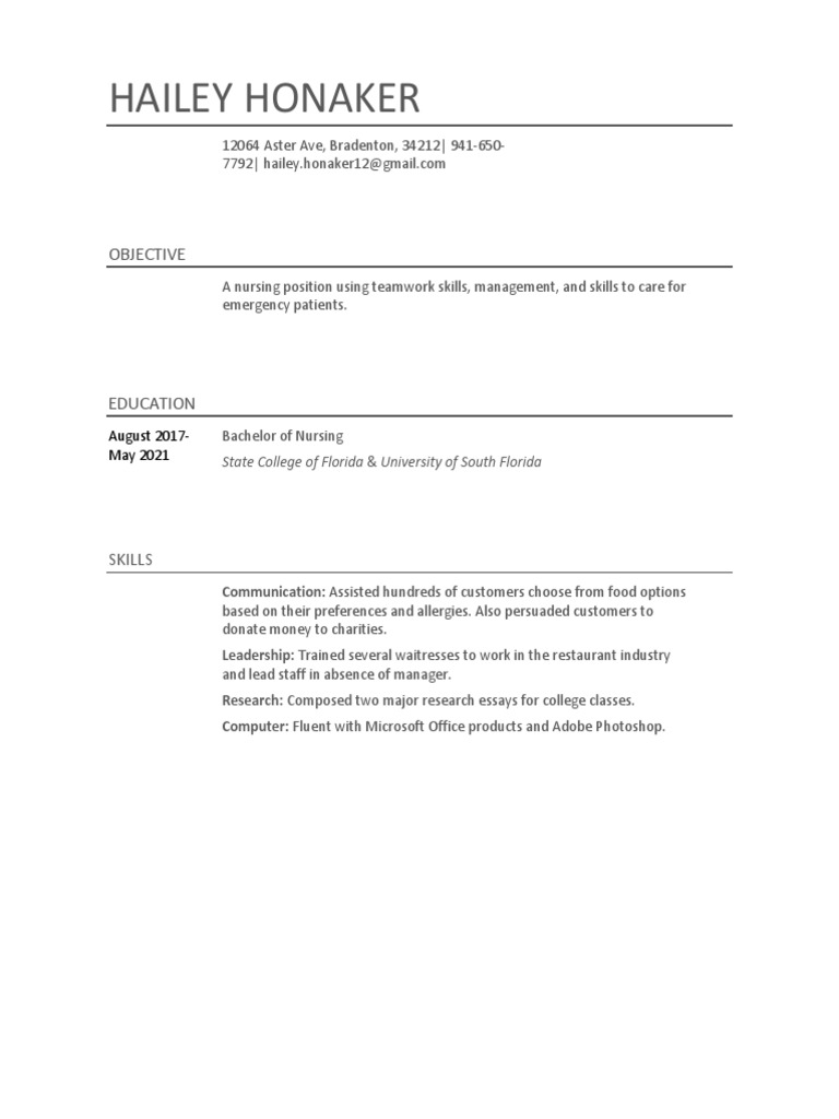 Hailey Honaker Resume | PDF