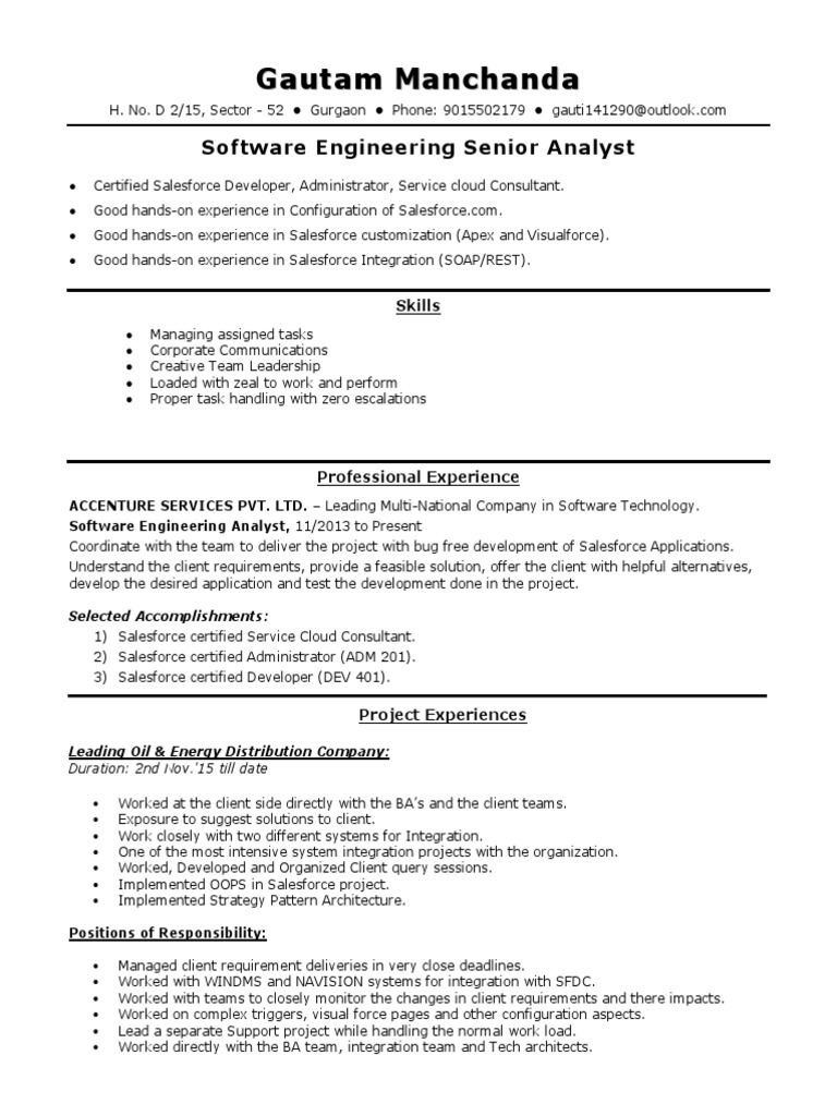 Gautam Manchanda Resume | PDF | Salesforce.Com | Computing