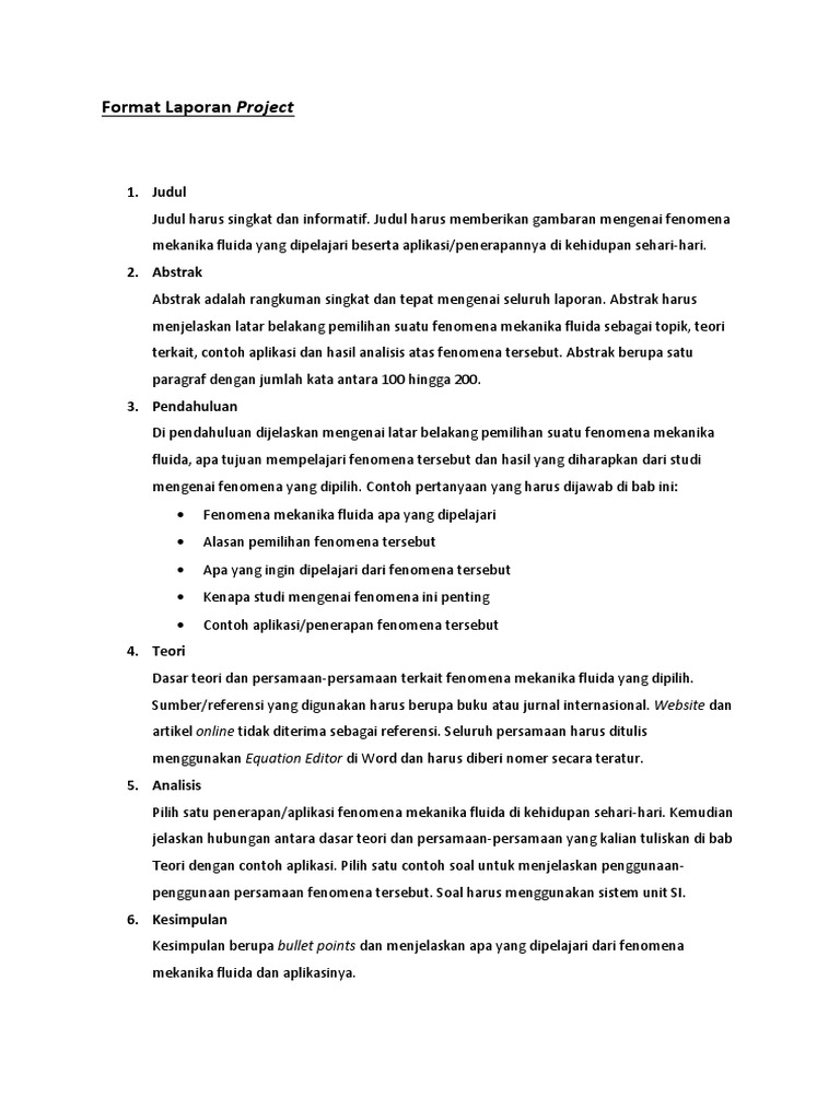 Format Laporan Project - MekanikaFluida | PDF