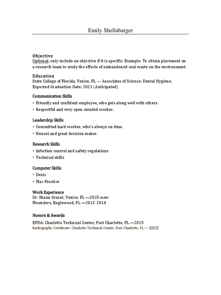 Emilys Resume English Class | PDF