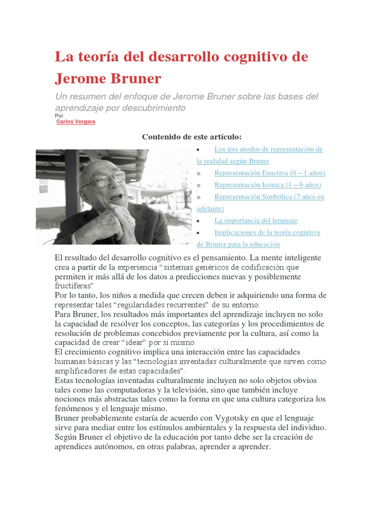 La Teoría Del Desarrollo Cognitivo de Jerome Bruner | Desarrollo ...