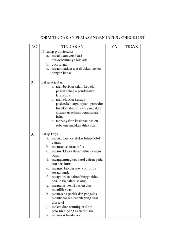 Form Tindakan Pemasangan Infus | PDF