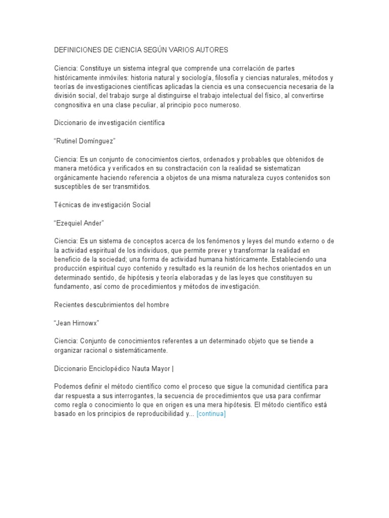 Definicion de Ciencia | PDF | Teoría | Science