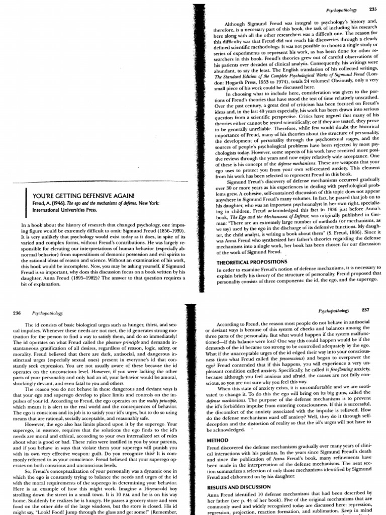 Freud Study | PDF | Defence Mechanisms | Id