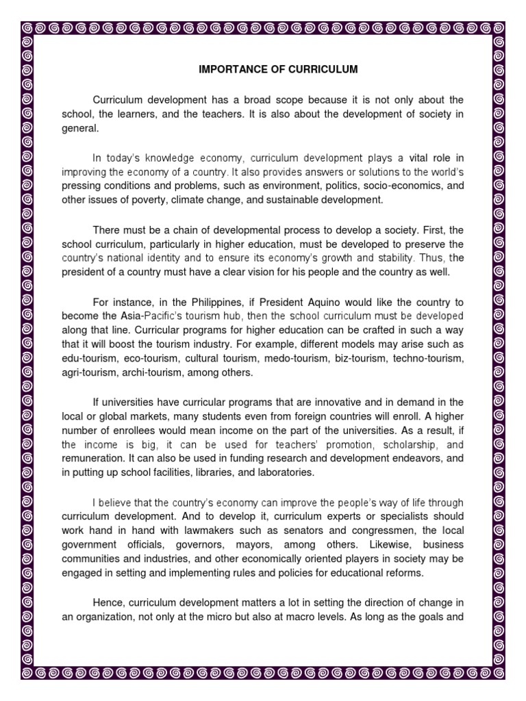 Importance of Curriculum | PDF | Curriculum | Lesson Plan