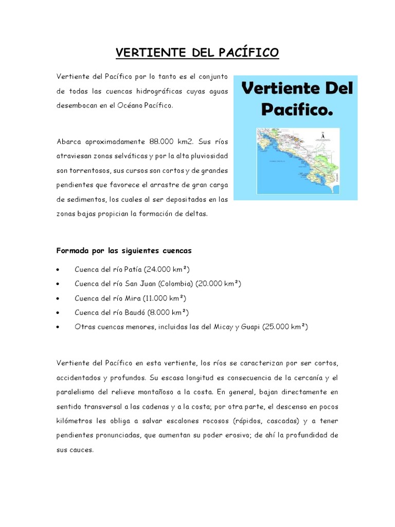 Vertiente Del Pacífico | PDF | Río | océano Pacífico