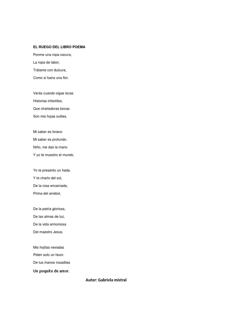 El Ruego Del Libro Poema