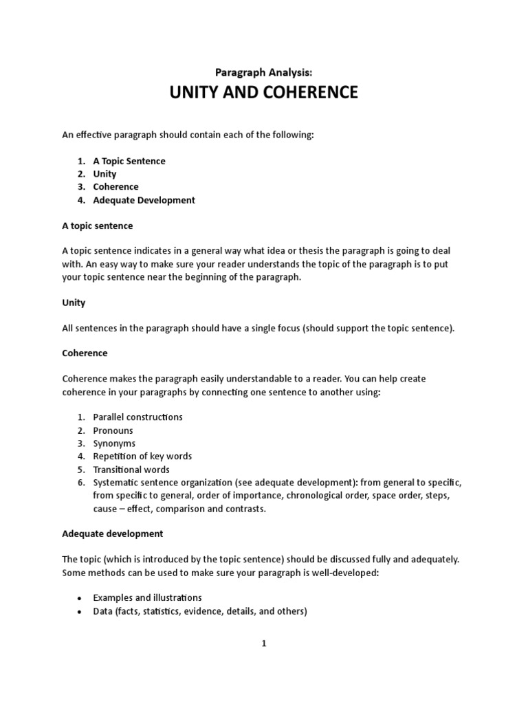 05 Paragraph Unity and Coherence (1) | Project Mercury | Paragraph