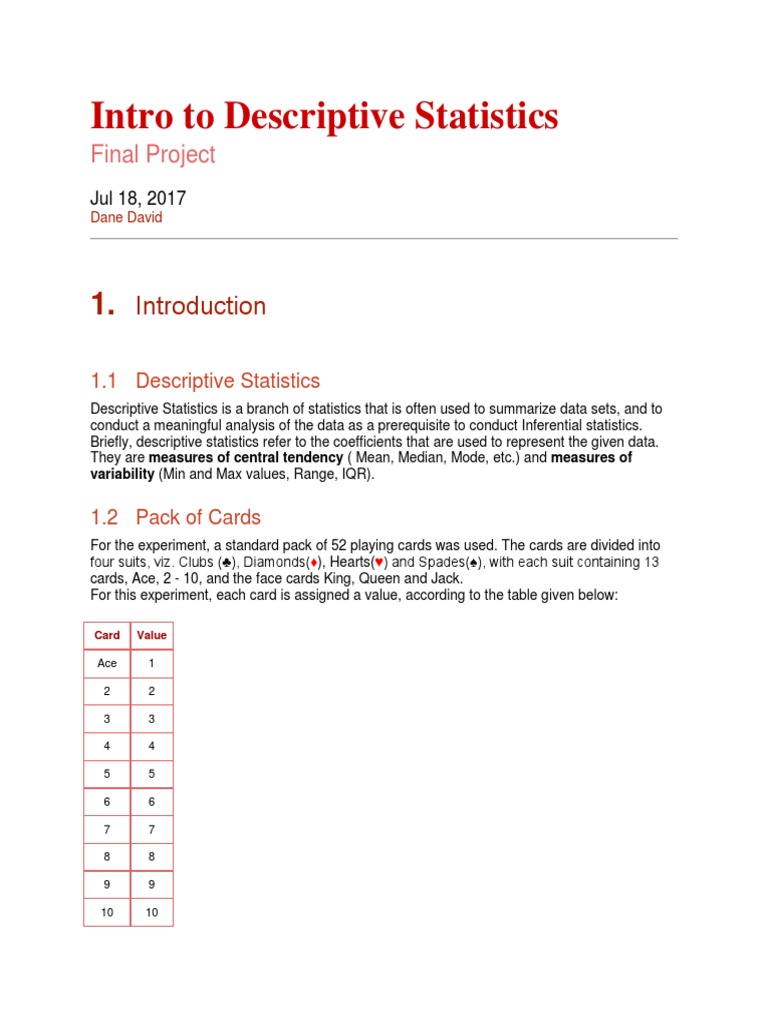 Intro To Descriptive Statistics | PDF | Standard Error | Normal ...