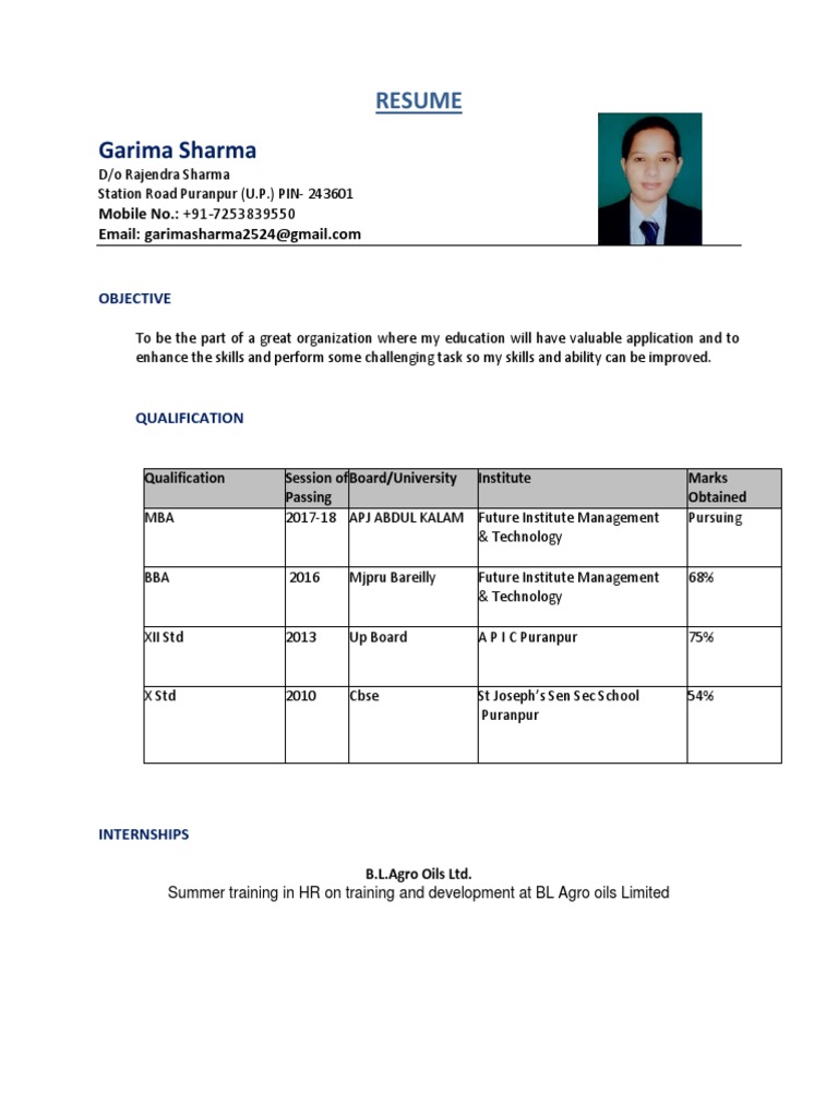 Garima Sharma's Economics Resume | PDF