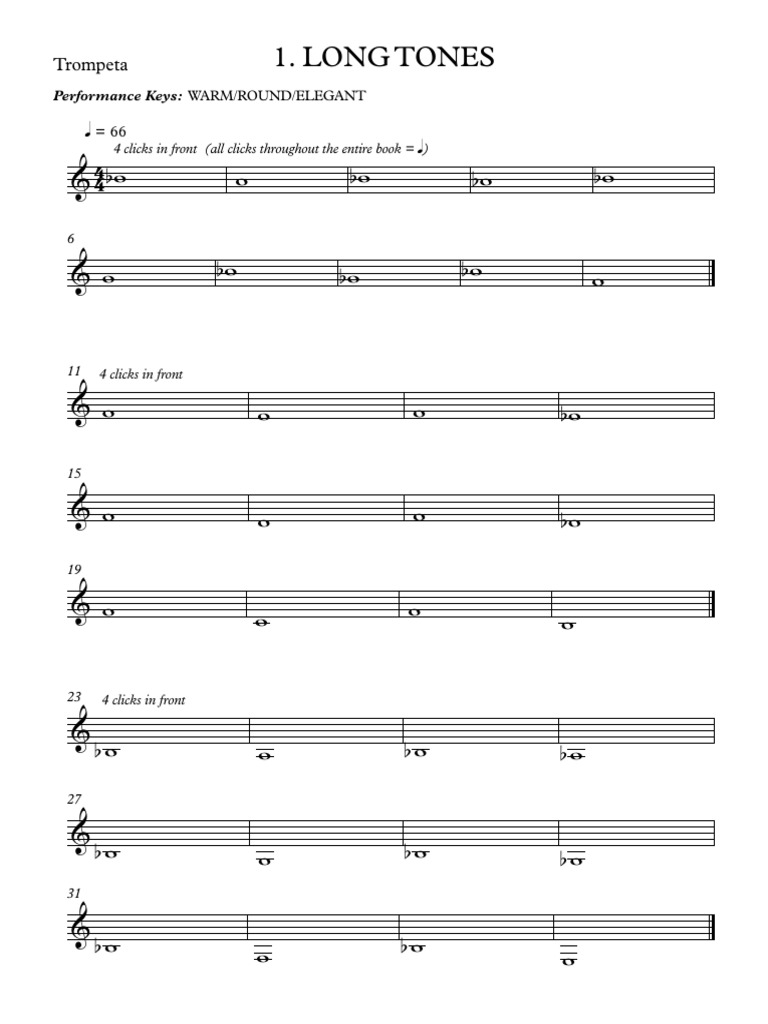 Trumpet Long Tone Exercises | PDF