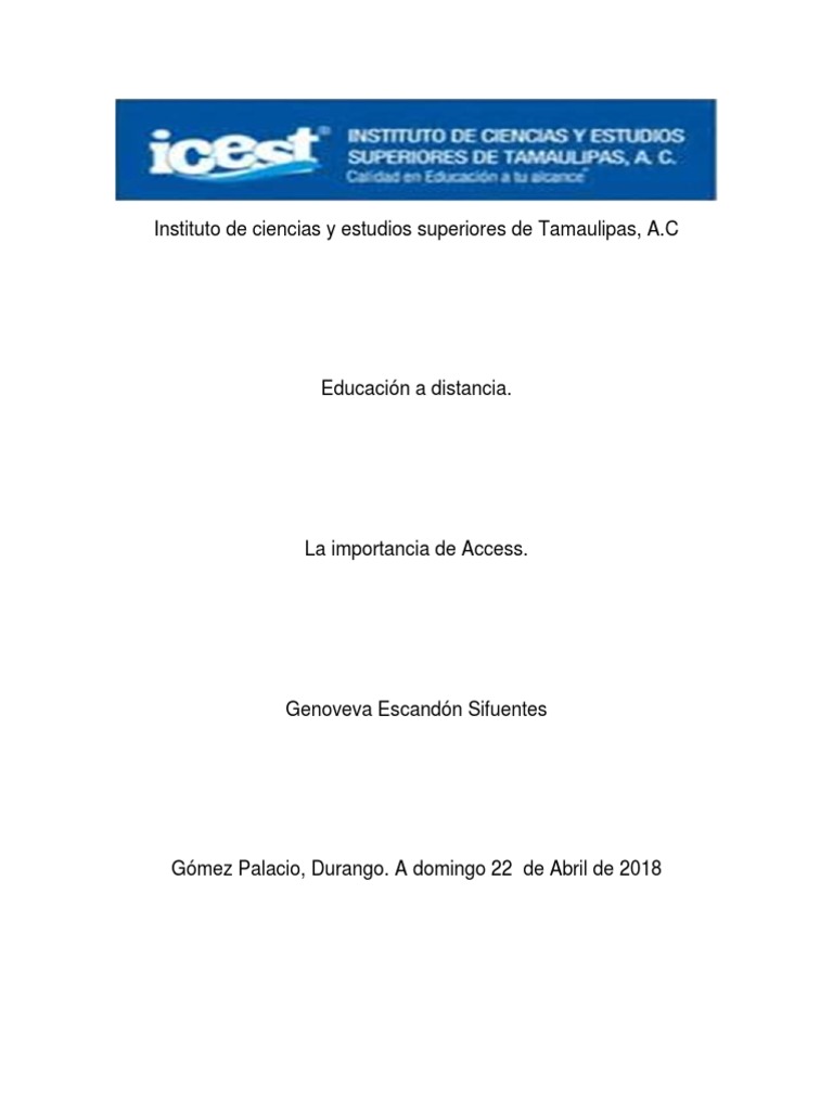 La Importancia de Access | Descargar gratis PDF | Bases de datos | Informática