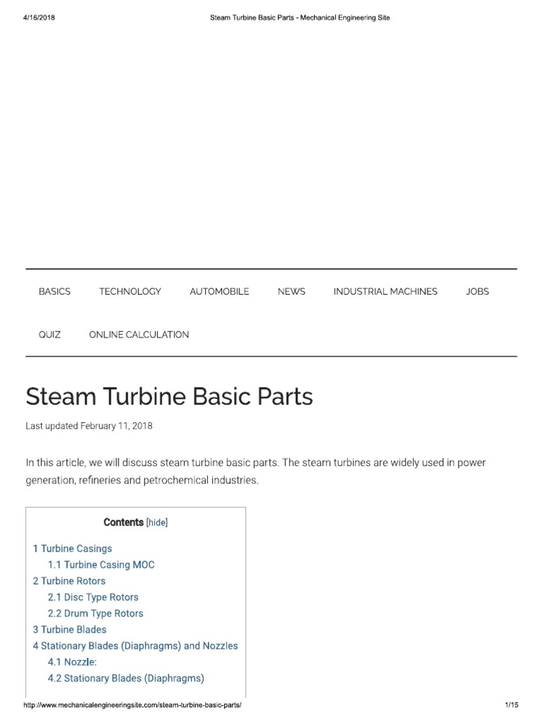 Steam Turbine Parts | PDF
