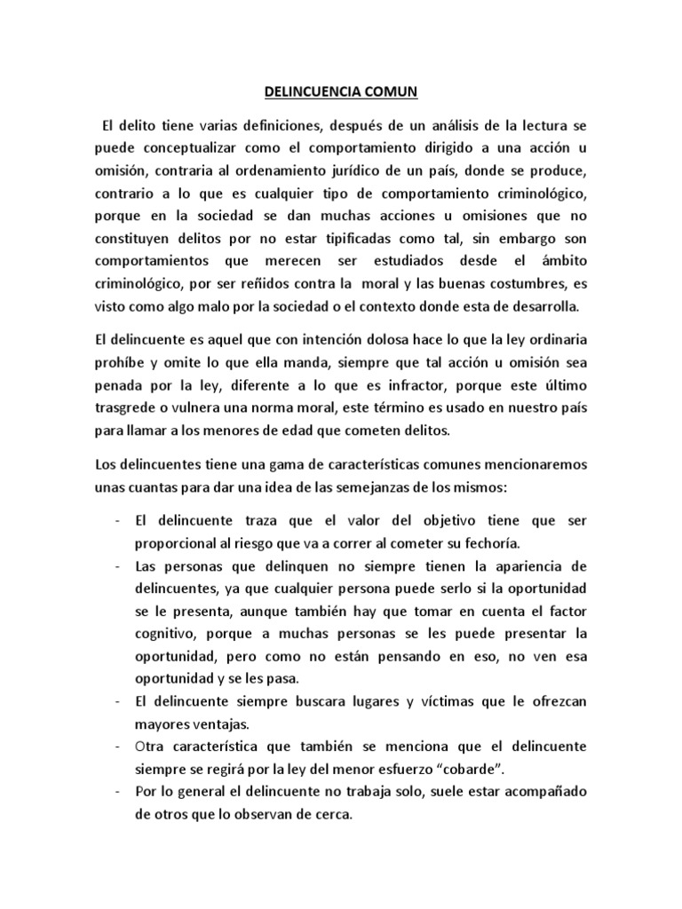 Delincuencia Comun | PDF | Comportamiento | Criminología