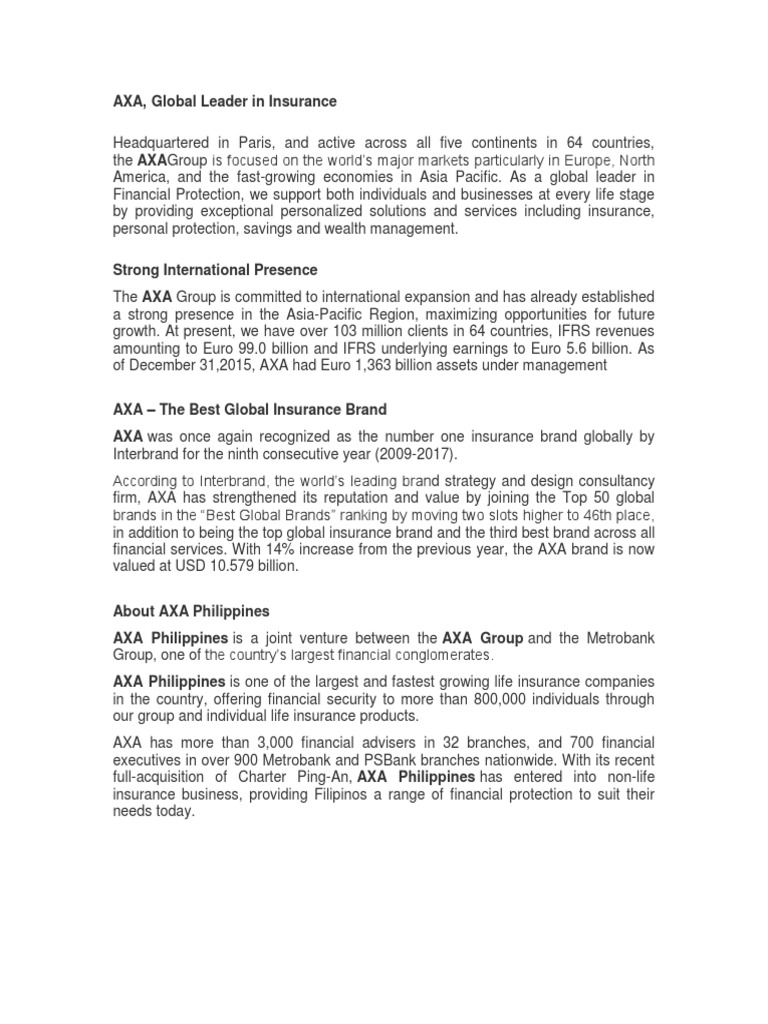 AXA Philippines | PDF | Companies | Business
