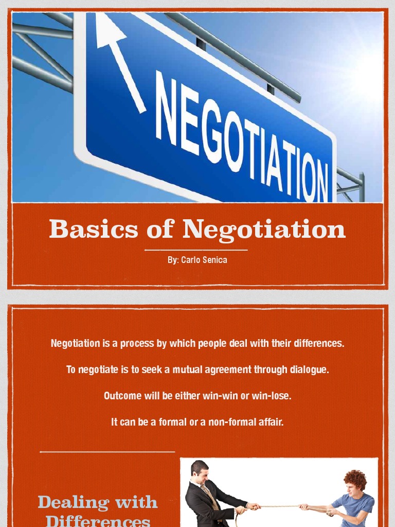 Basics of Negotiation: By: Carlo Senica | PDF | Negotiation | Communication