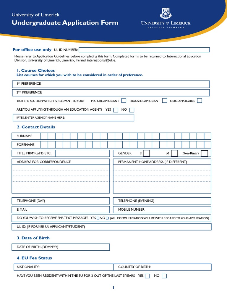 UG Application Form 18.19 | PDF | Undergraduate Education | Academic Degree