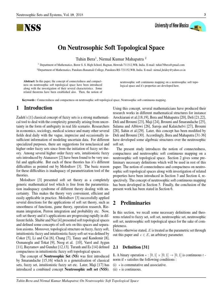 On Neutrosophic Soft Topological Space Pdf Compact Space Logic