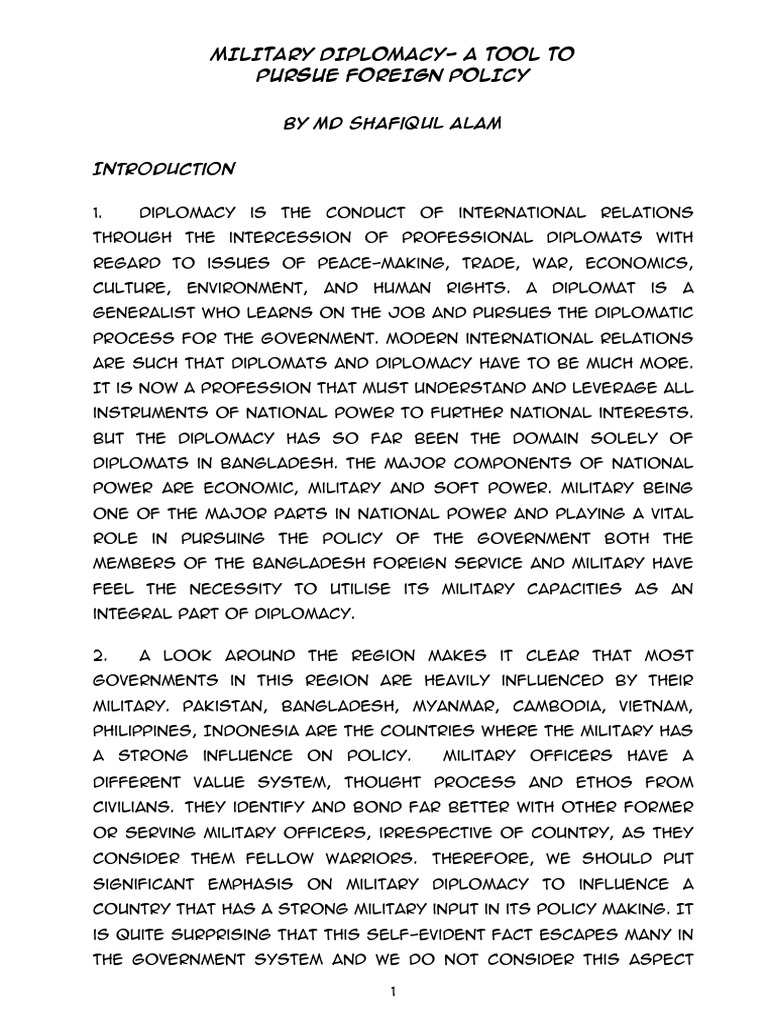 A Military Diplomacy A Tool To Pursue Foreign Policy | PDF | Diplomacy ...