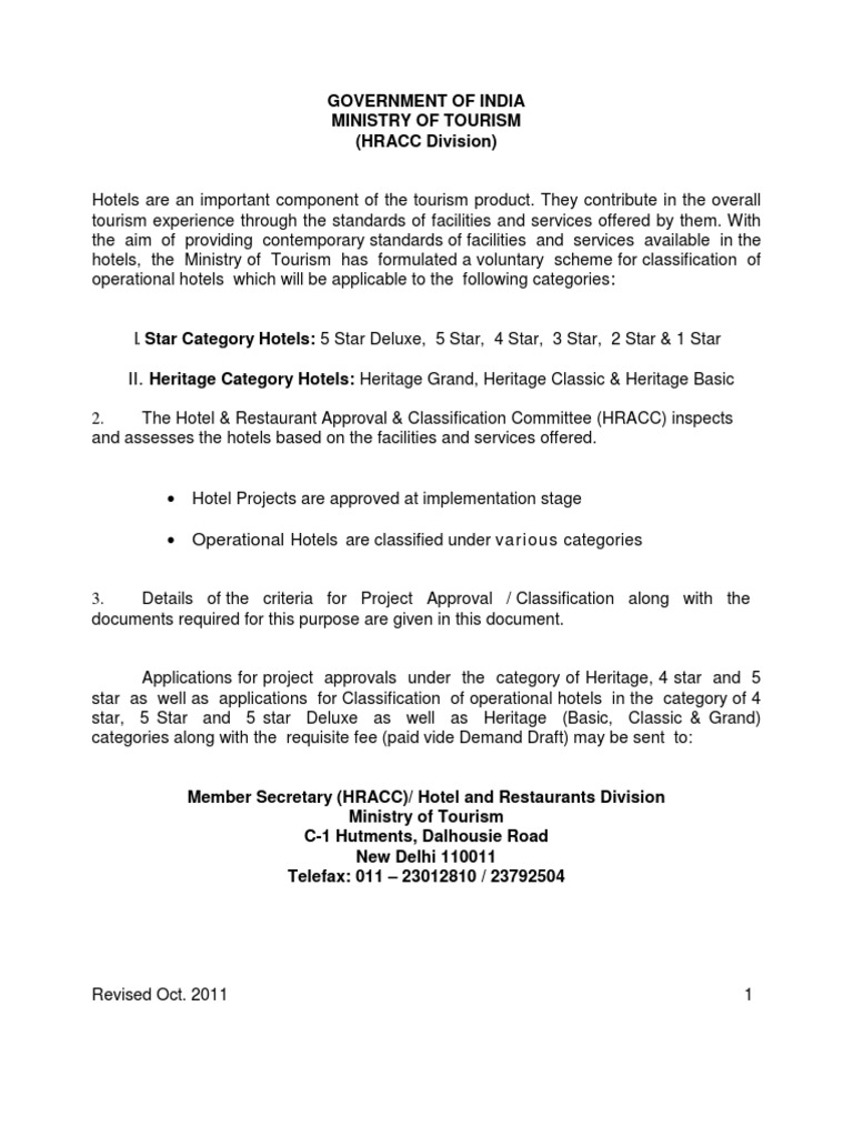 Government of India Ministry of Tourism (HRACC Division) | PDF | Shower ...