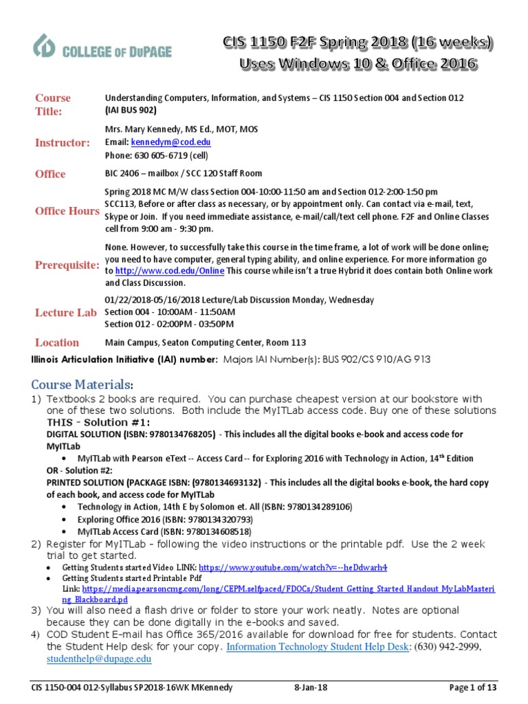 Cis Syllabus Pdf Technical Support Grading Education