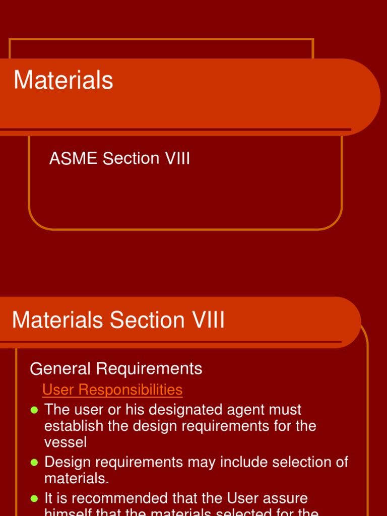 ASME Section VIII Material Guidelines | PDF | Pipe (Fluid Conveyance ...