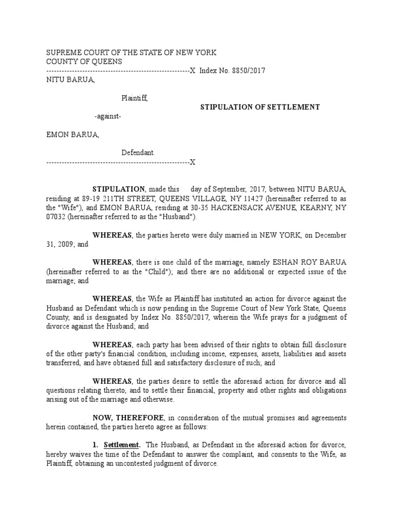 Stipulation Proposed | PDF | Child Support | Contact (Law)